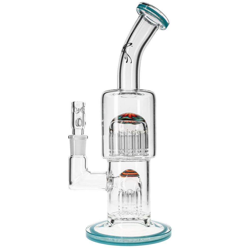 Double Micro Bong with Reversals by Toro Glass