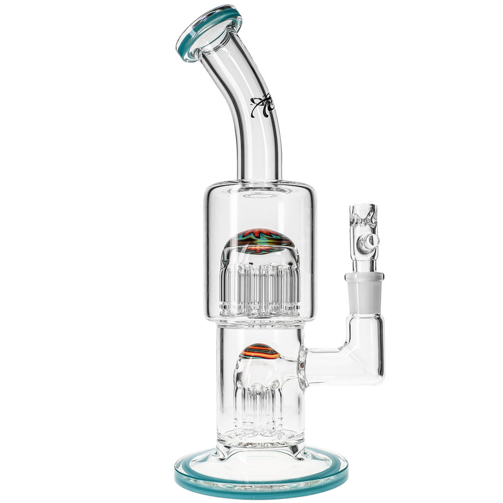 Double Micro Bong with Reversals by Toro Glass