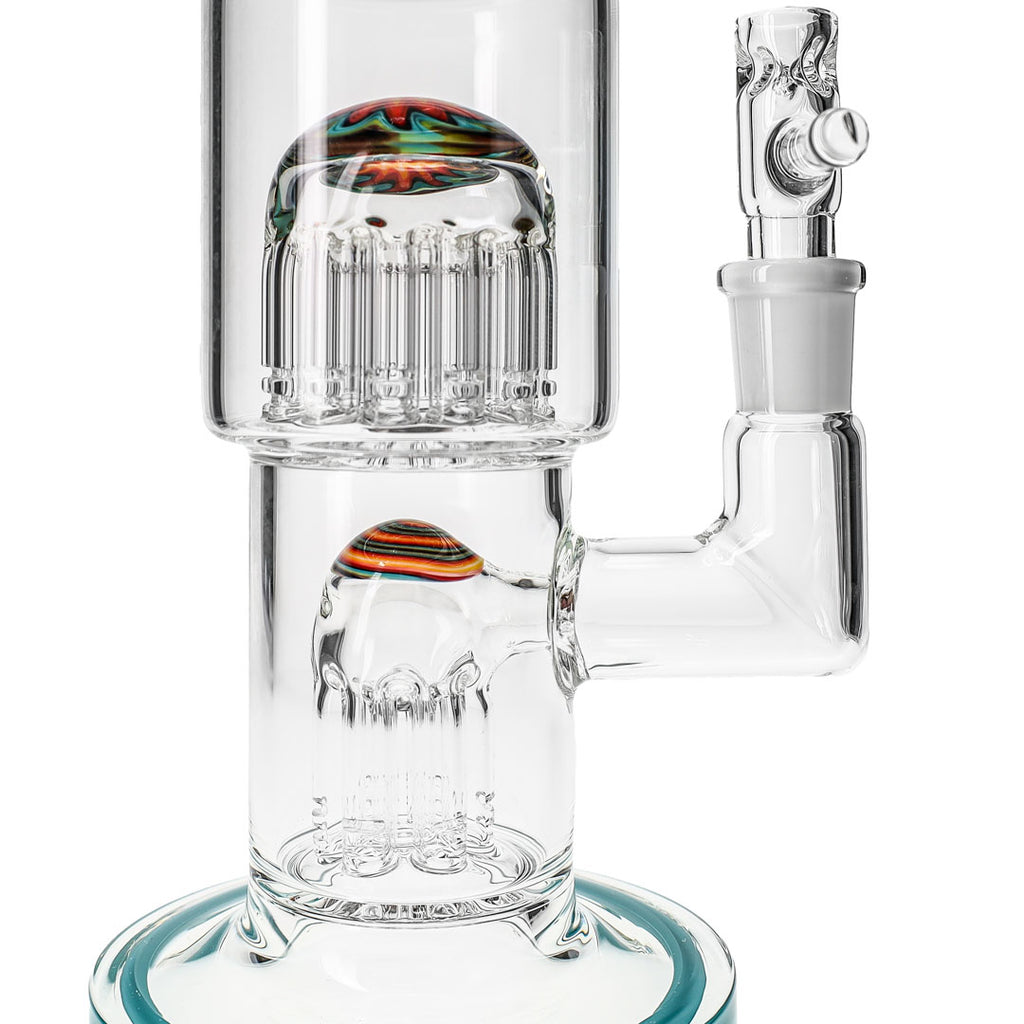 Double Micro Bong with Reversals by Toro Glass